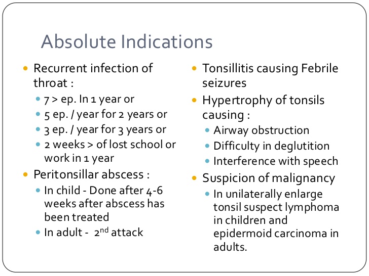 Tonsillectomy Criteria Time Of Care