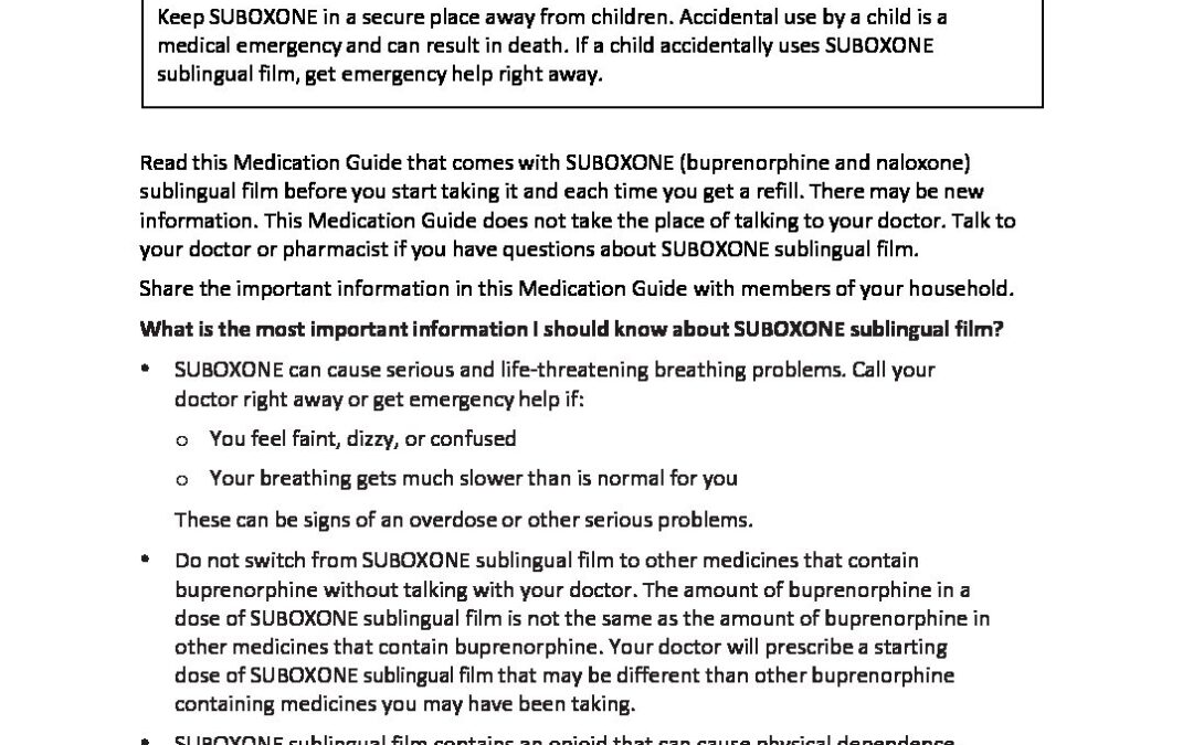 Suboxone Medication Guide | Time of Care